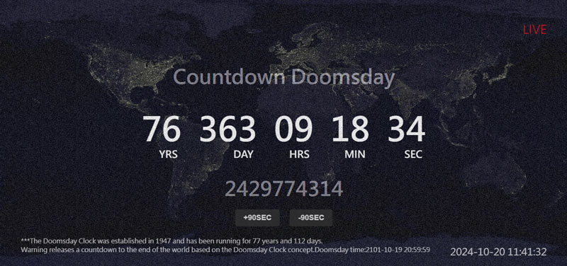 Doomsday Countdown_End of the World Prediction_Countdown to the end of the world